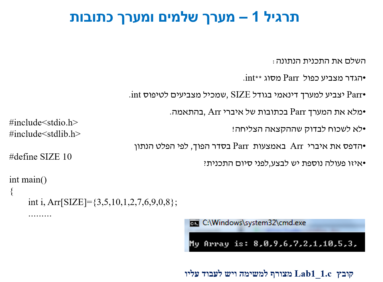 עזרה קטנה עם מערך של Pointers בC - FXP