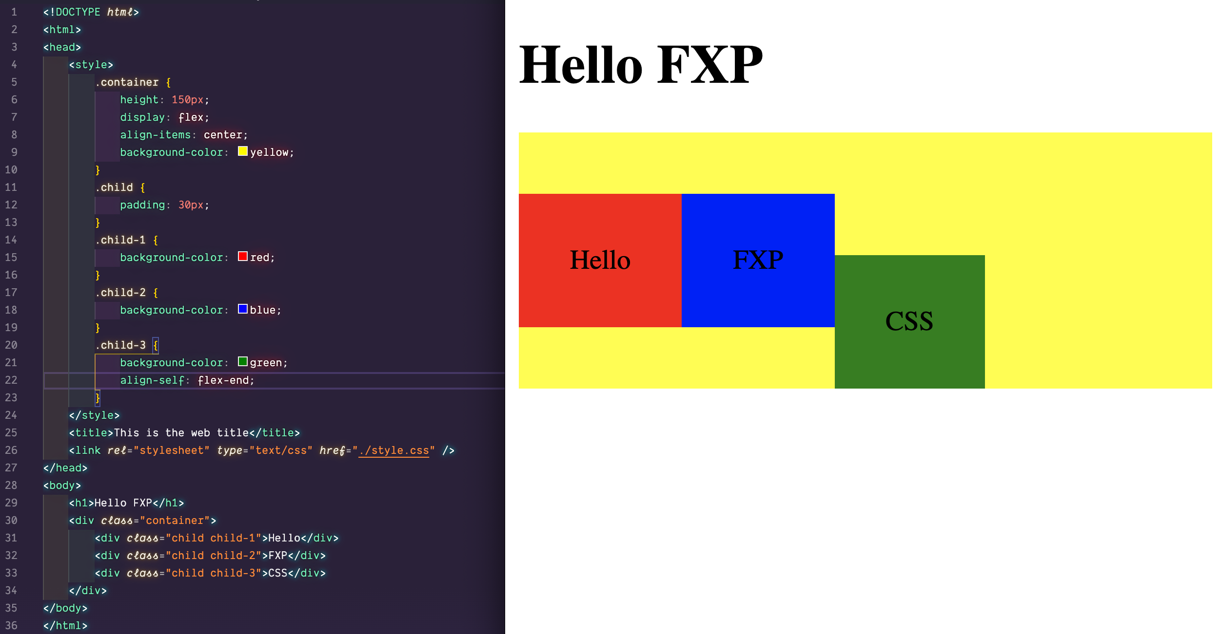CSS עבודה עם flexbox תכונת ה align-self - FXP