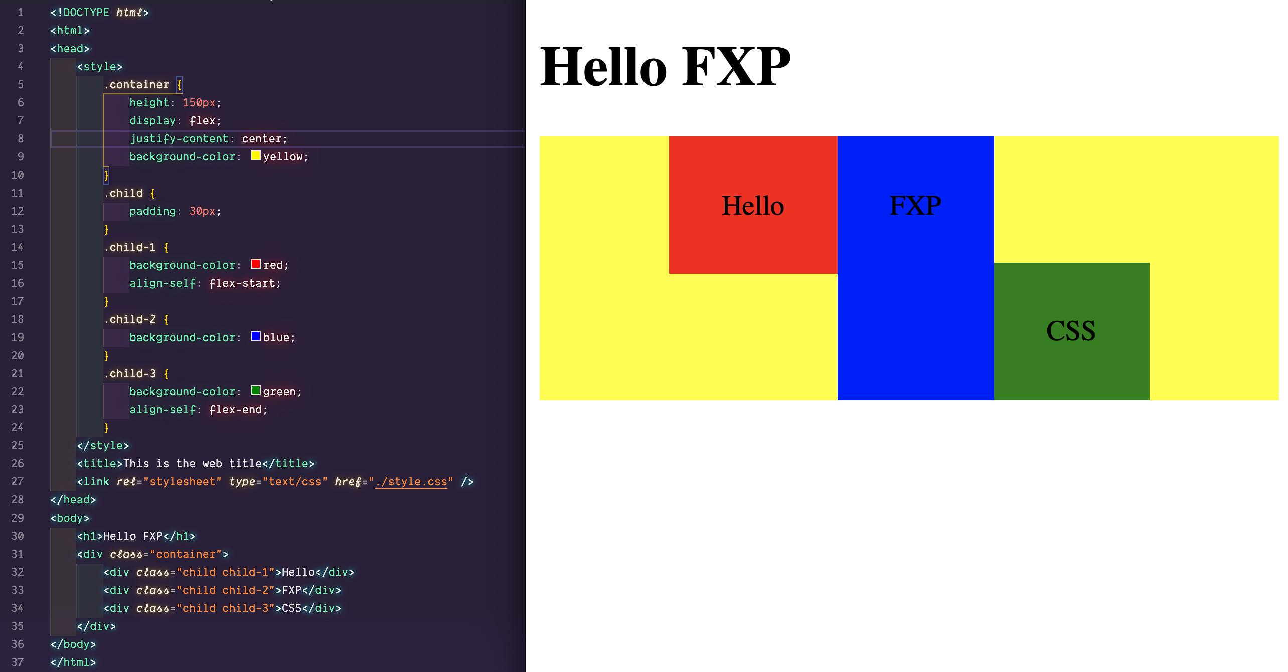 CSS עבודה עם flexbox תכונת ה align-self - FXP