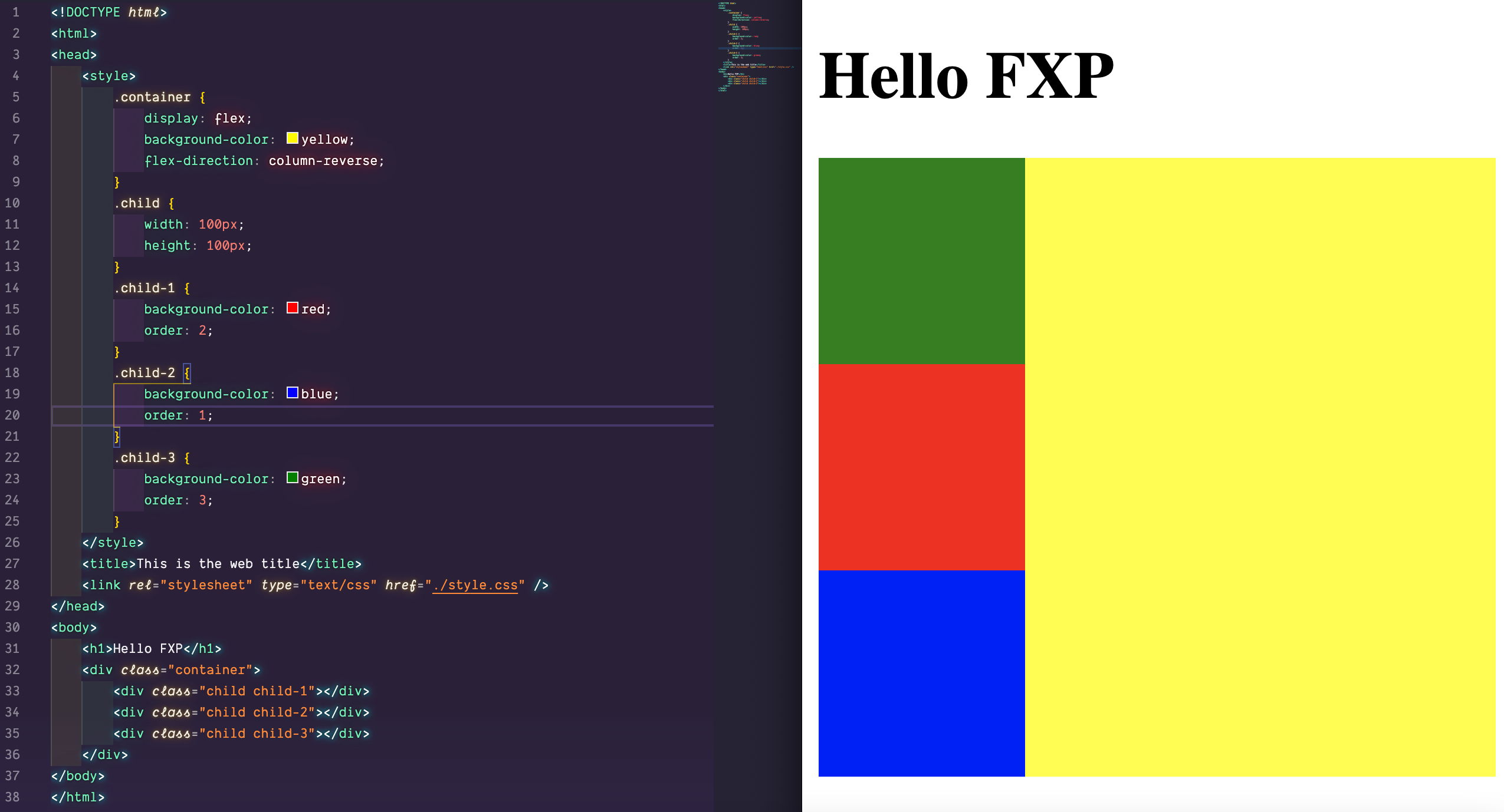 CSS עבודה עם flexbox תכונת ה flex-direction - FXP