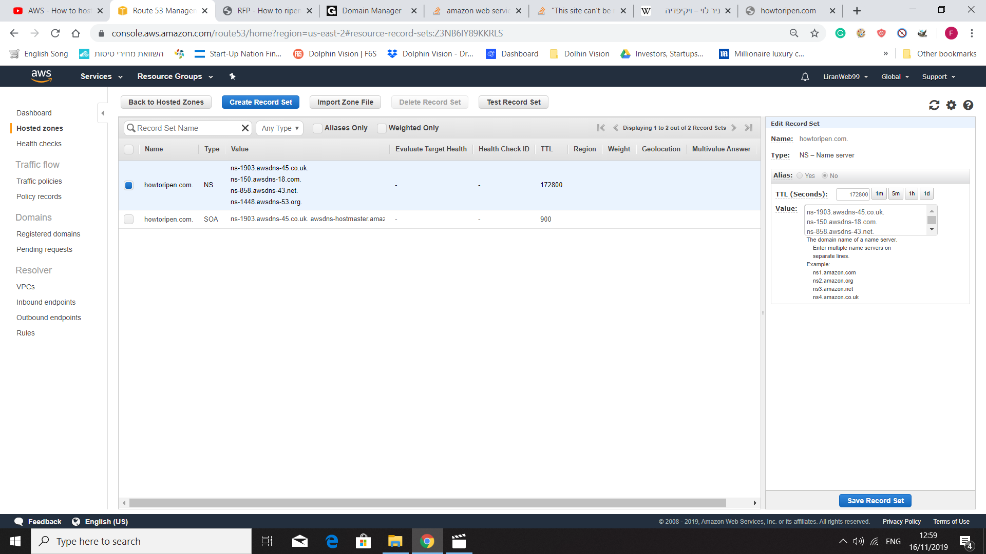 amazon web services - "This site can’t be reached" error - AWS s3+route53 and godaddy domain ...
