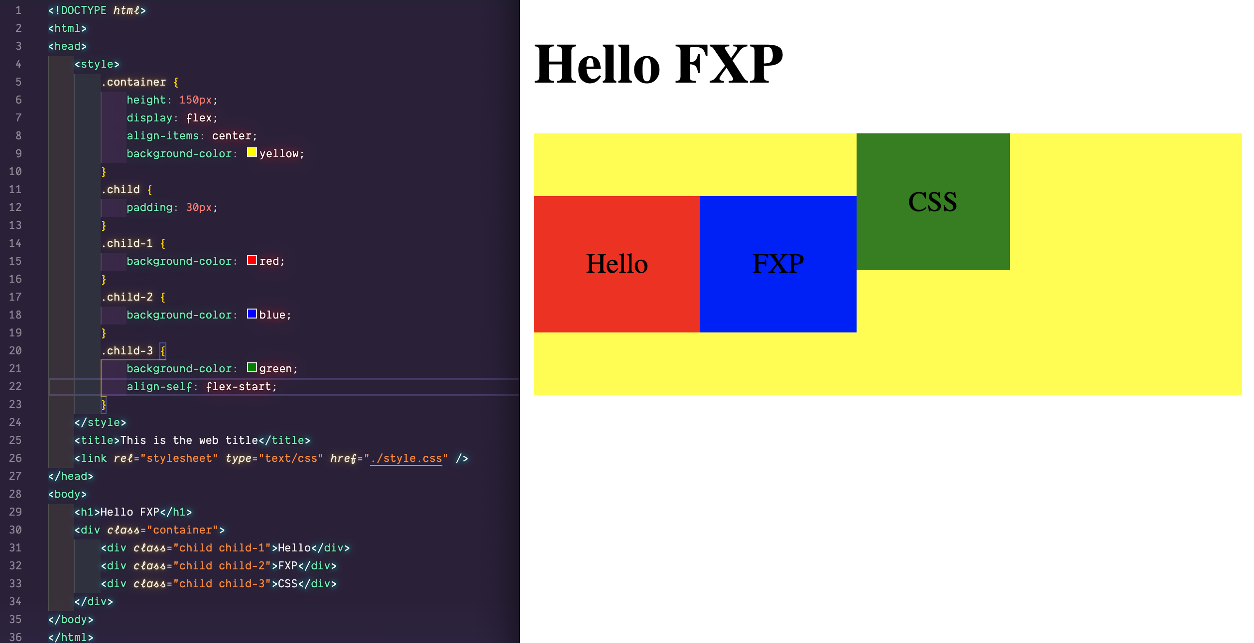 CSS עבודה עם flexbox תכונת ה align-self - FXP