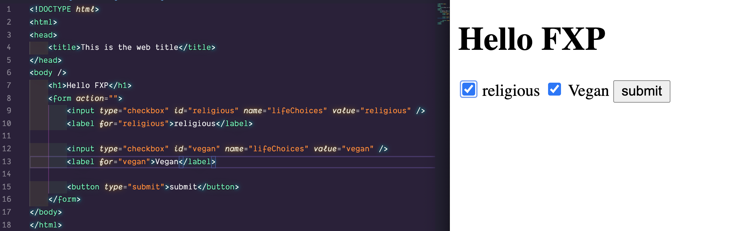 HTML טפסים forms ו- תיבות בחירה - FXP
