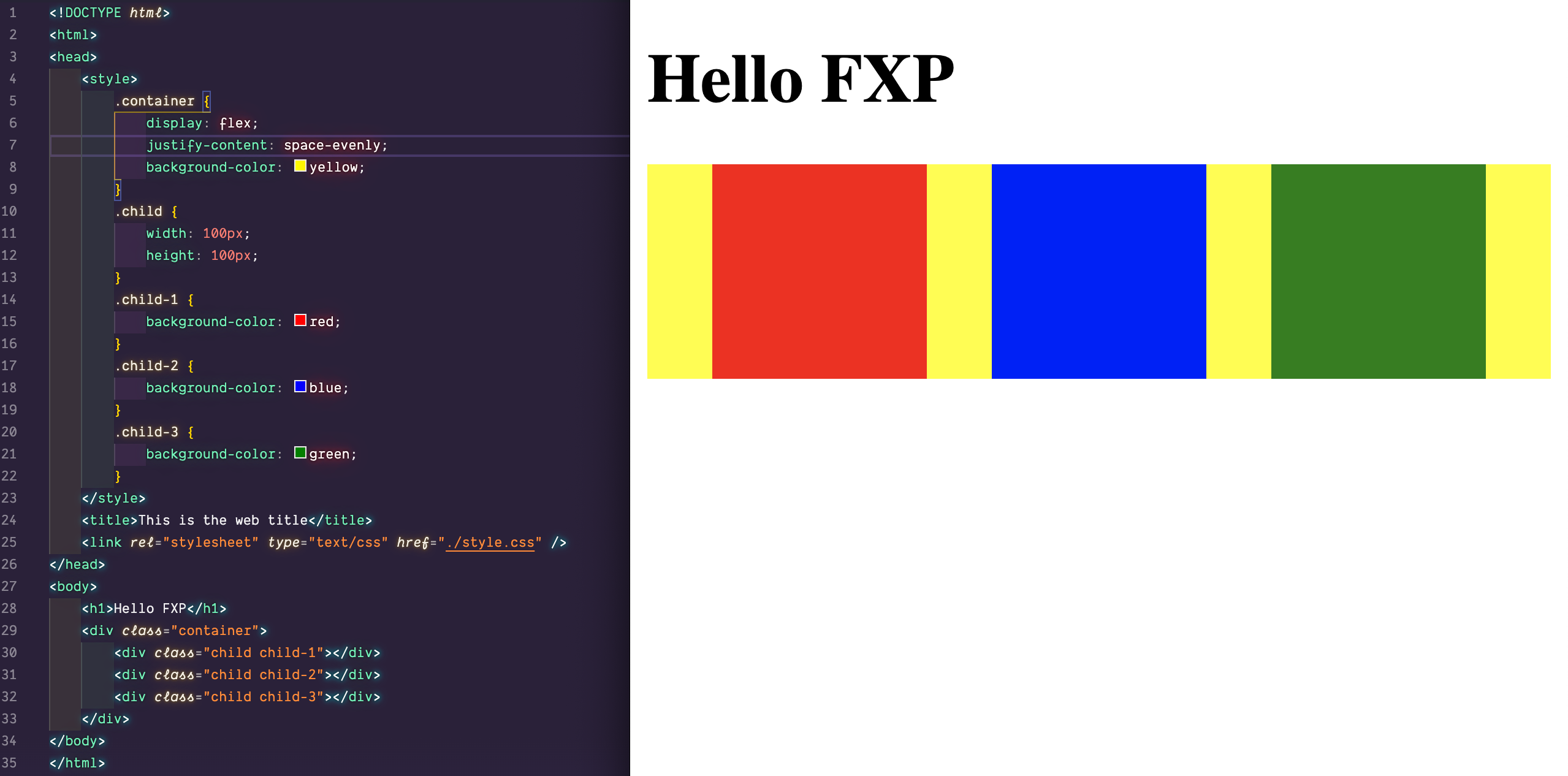 CSS עבודה עם flexbox תכונת ה justify-content - FXP
